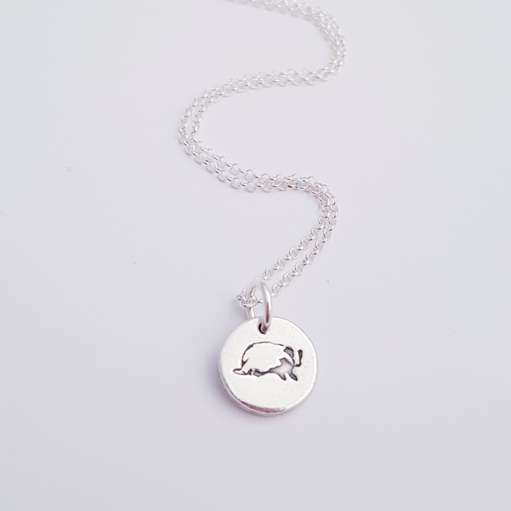 Sterling Silver Tiny 1cm Badger Pendant Necklace – Flutterbuyzstudio